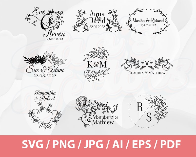 Wedding Monogram Logo SVG Bride Svg Groom Svg Wedding Svg - Etsy