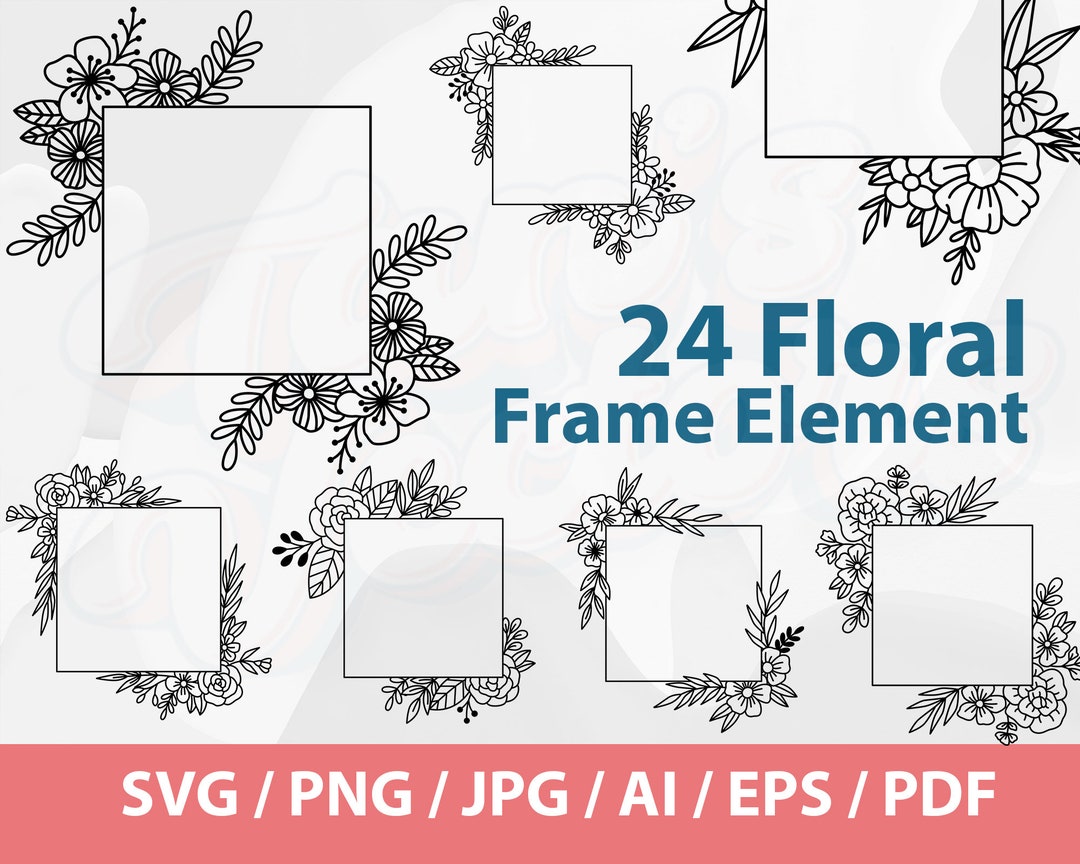 24 Floral Frame SVG Element-wreath SVG, Rose SVG, Floral Svg, Flower ...