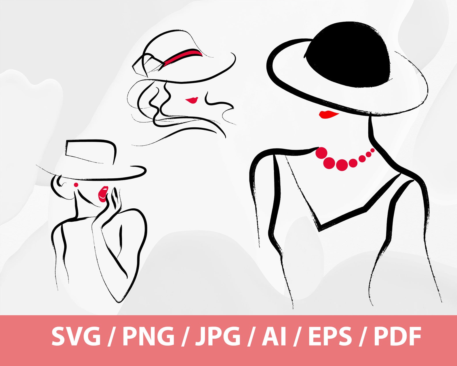 Lady Beauty - Woman With Hat Svg, Women Face Png,, Woman in Red, Woman ...