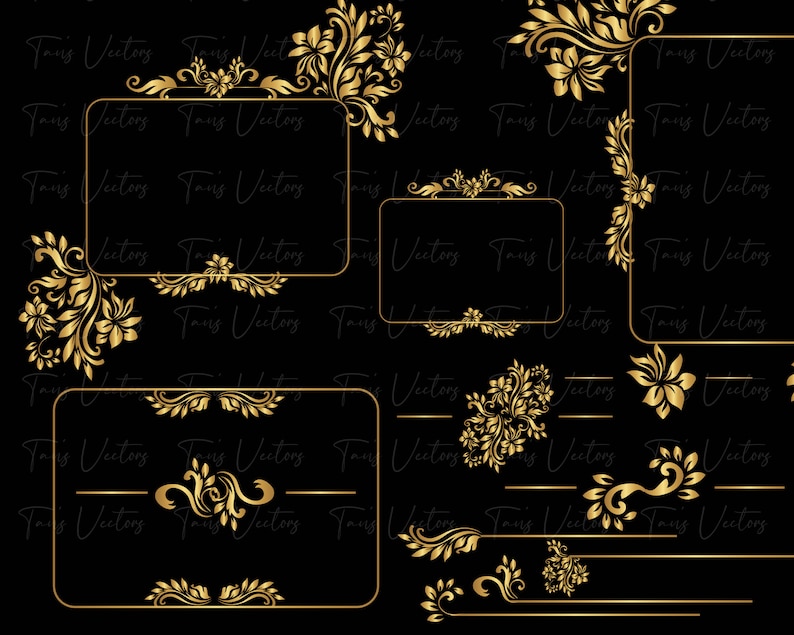 65 Golden Frame and Elements SET - Frame Svg, Decorative Elements, Leaf ...
