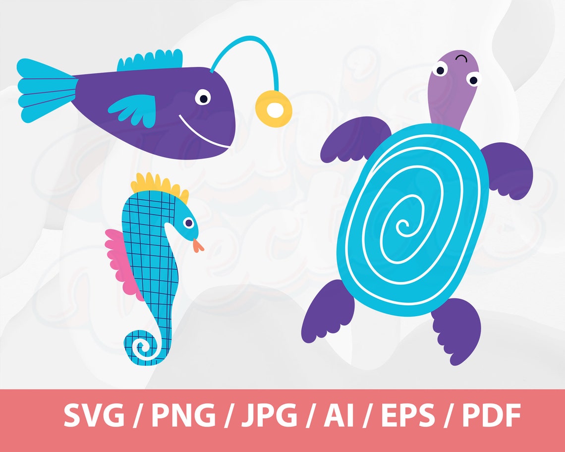 Ocean Sea Life Clipart SET Sea Animals Download Ocean Life - Etsy