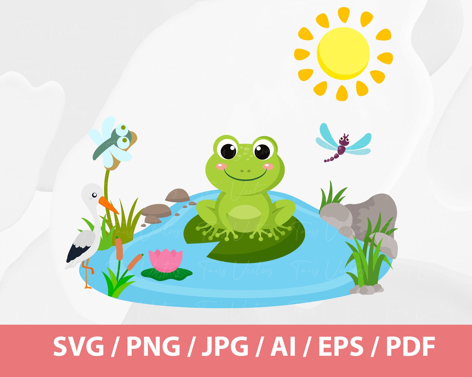 Babby Frogs Clipart SET Frog Svg,cute Green Frog Svg,lilypads,frog,cute ...