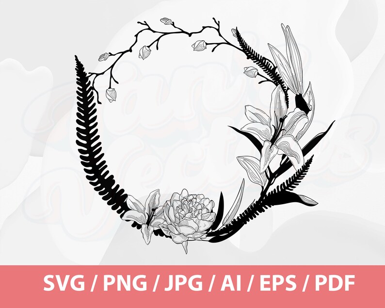 Floral Wreath SVG Wreath Monogram Svg Wedding Wreath Svg - Etsy