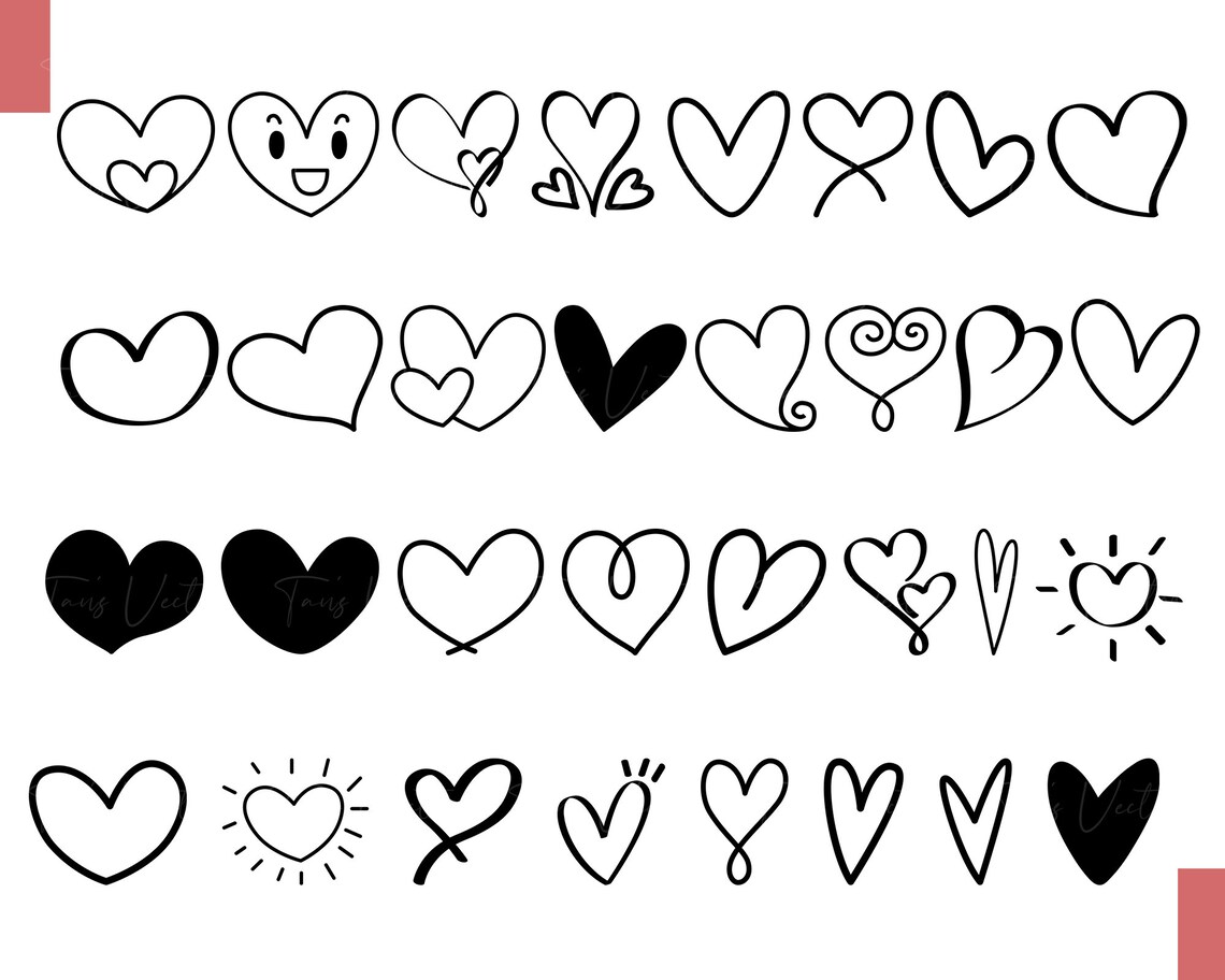 Heart SVG Hand Drawn Heart Svg Heart Clipart Heart Doodle - Etsy