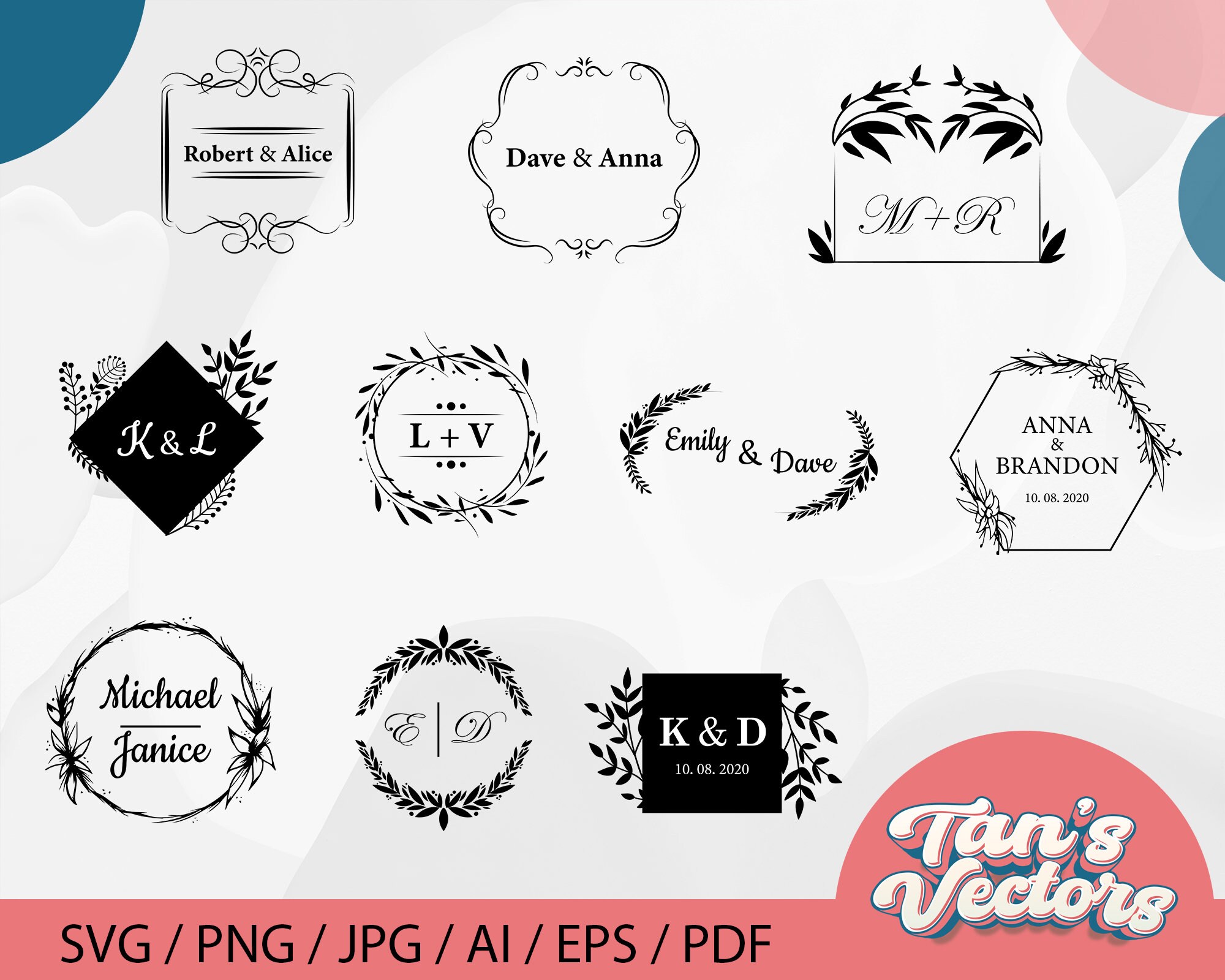 Wedding Monogram Svg Bundle Monogram Svg Split Monogram | Etsy UK