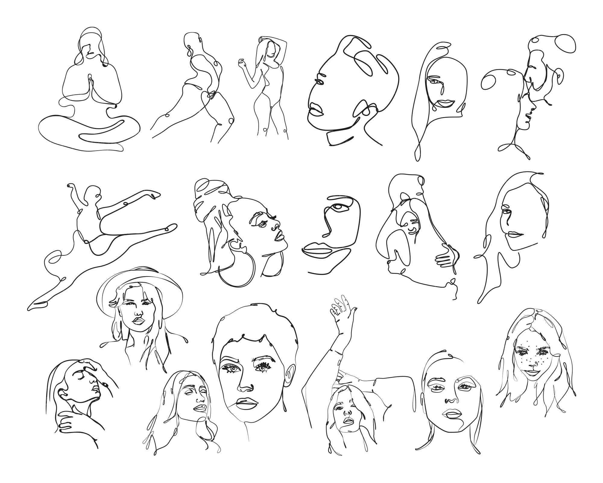 114 Lineart SVG Bundle - Line Art Svg, Minimal Svg, Boho Svg ...