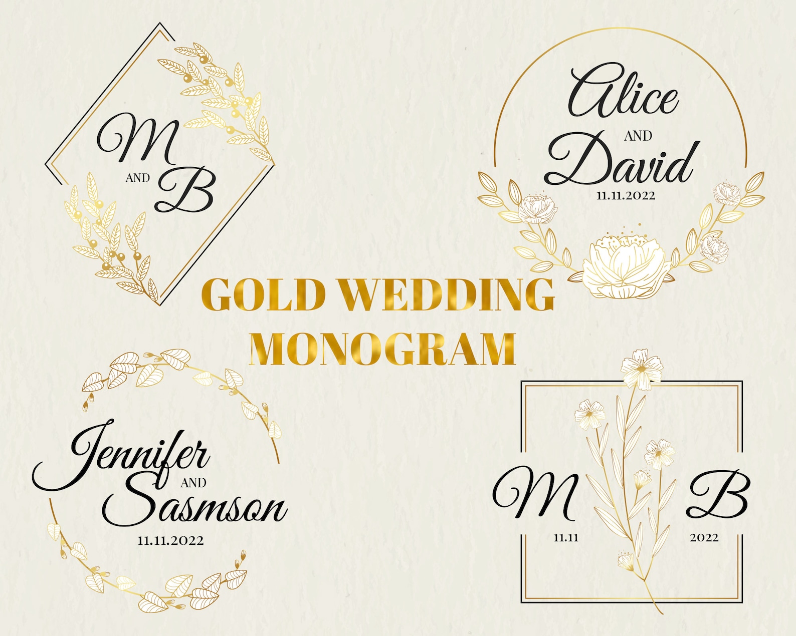 Gold Wedding Monogram Monogram SVG Bride Svg Groom Svg - Etsy