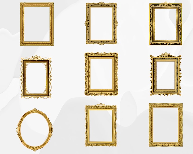 Gold Frames Set Clipart Vintage Antique Ornamental Frames - Etsy