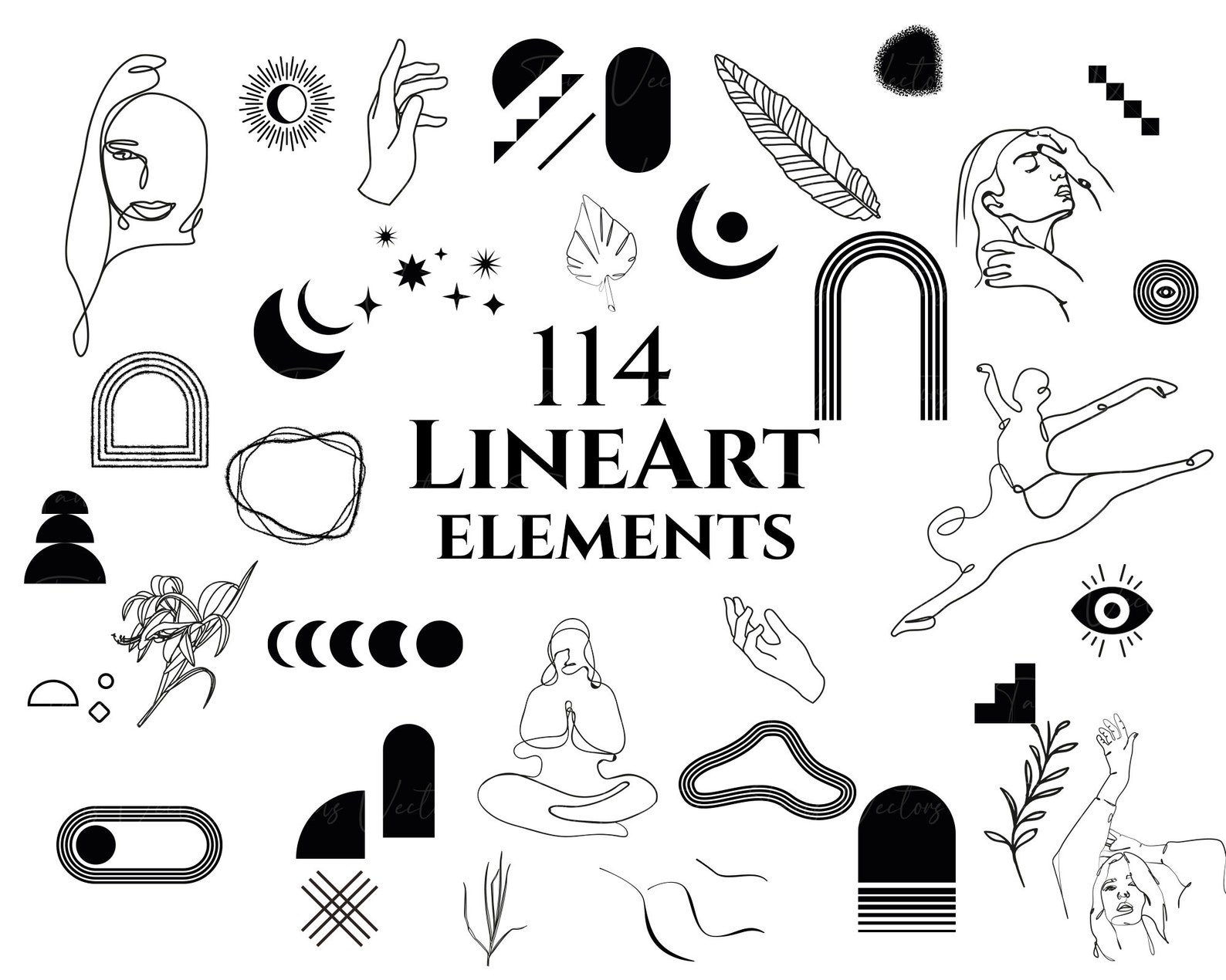 114 Lineart SVG Bundle Line Art Svg Minimal Svg Boho Svg - Etsy