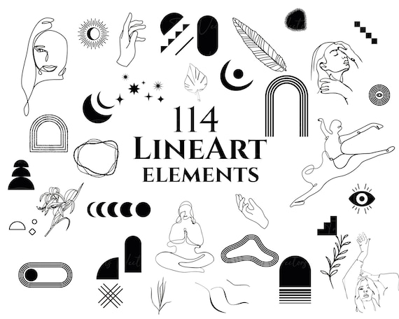 114 Lineart SVG Bundle Line Art Svg Minimal Svg Boho Svg - Etsy Australia