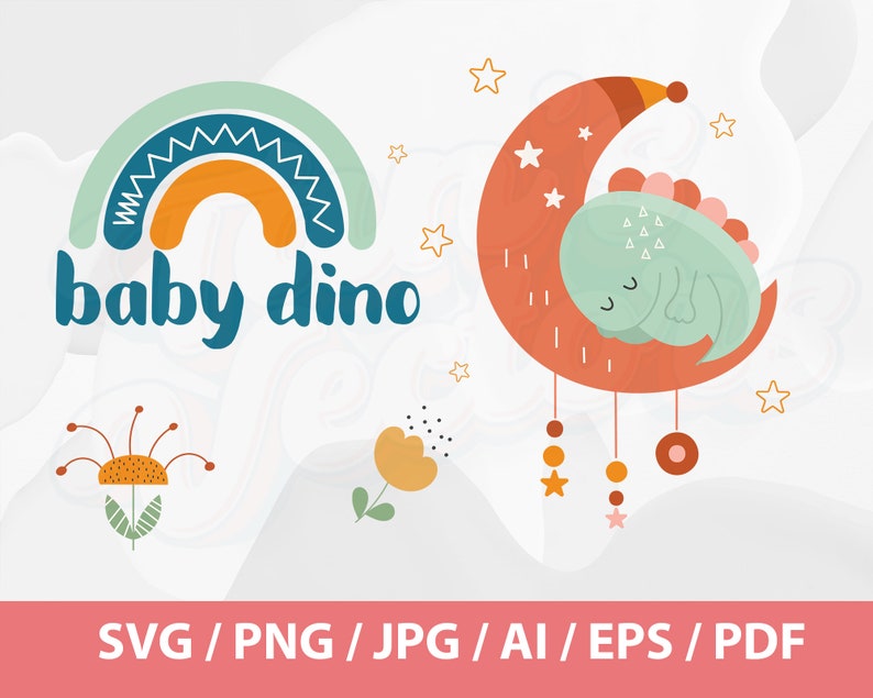 Cute Dinosaur Clipart dino PNG Baby Dino Clip Art Nursery - Etsy