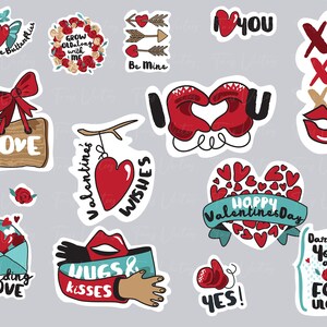 Love Stickers SET 3 - Valentine's Day Sticker, Made With Love Svg Png ...