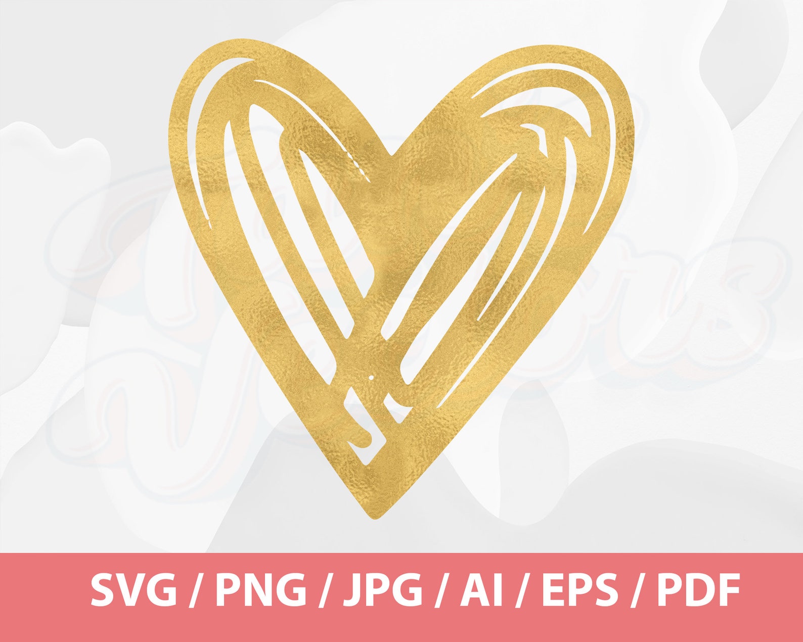 Gold Foil Hearts Clipart Gold Glitter Heart Gold Heart | Etsy