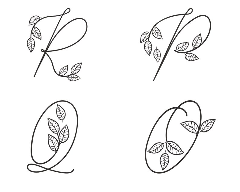 Line Art Leaf Alphabet Leaf Alphabet SVG Leaf Doodle | Etsy