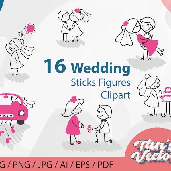 Wedding Clipart Stick Figures - Etsy