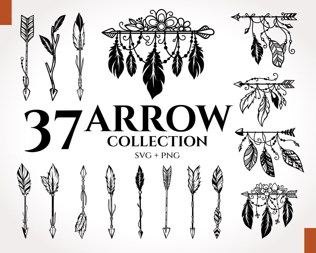 Arrow SVG - Hand Drawn Arrow Svg, Tribal Arrows Svg, Boho Arrow Clipart, Floral Arrow Svg ...