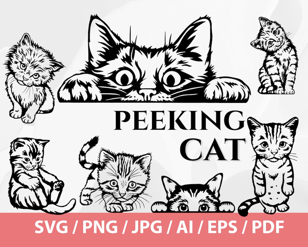 Cute Cat SVG - Peeking Cat, Cat Svg, Funny Cat Svg, Cat Lover Svg ...