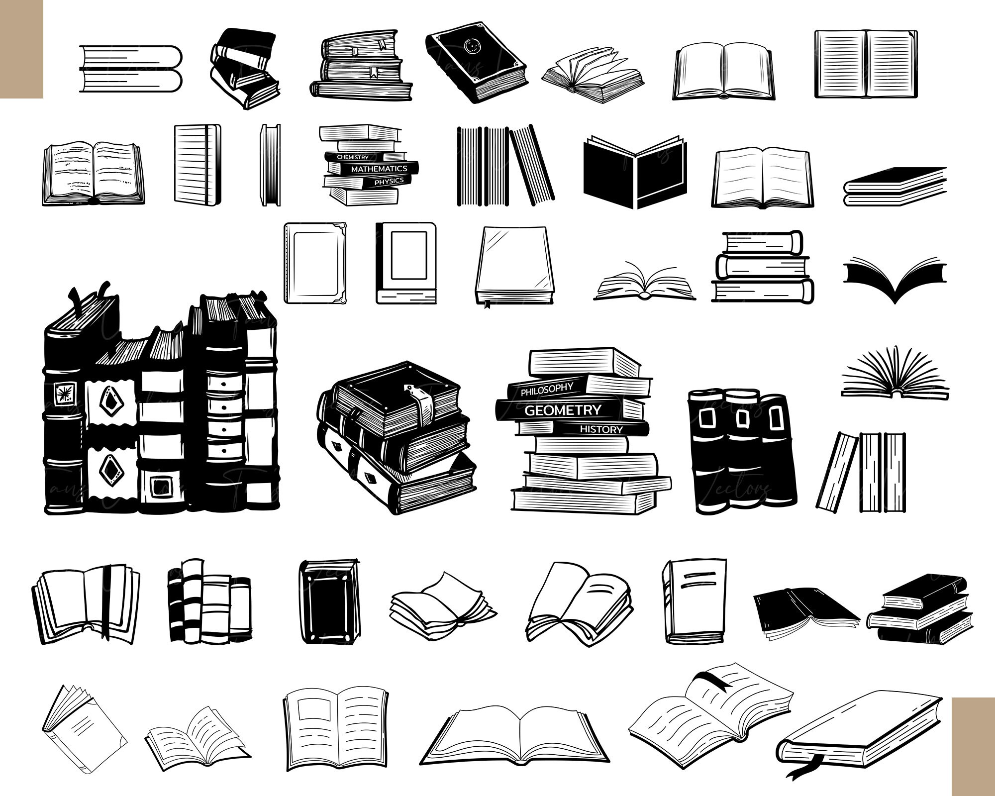 Book Silhouette Books Svg Book Svg Books Clipart Stack of - Etsy