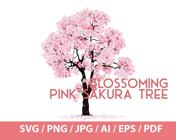 Blossoming Pink Sakura Tree Blossoming Tree Sakura Clipart - Etsy