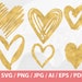 Gold Foil Hearts Clipart, Gold Glitter Heart, Gold Heart Clipart, Heart ...
