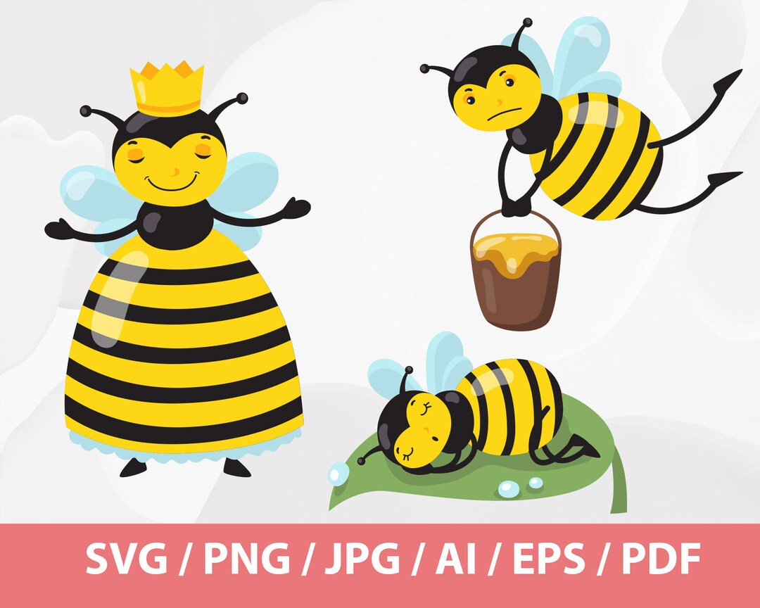Cute Honey Bees SVG - Honey Bees Clipart, Bee SVG, Bee Svg File, Bee ...