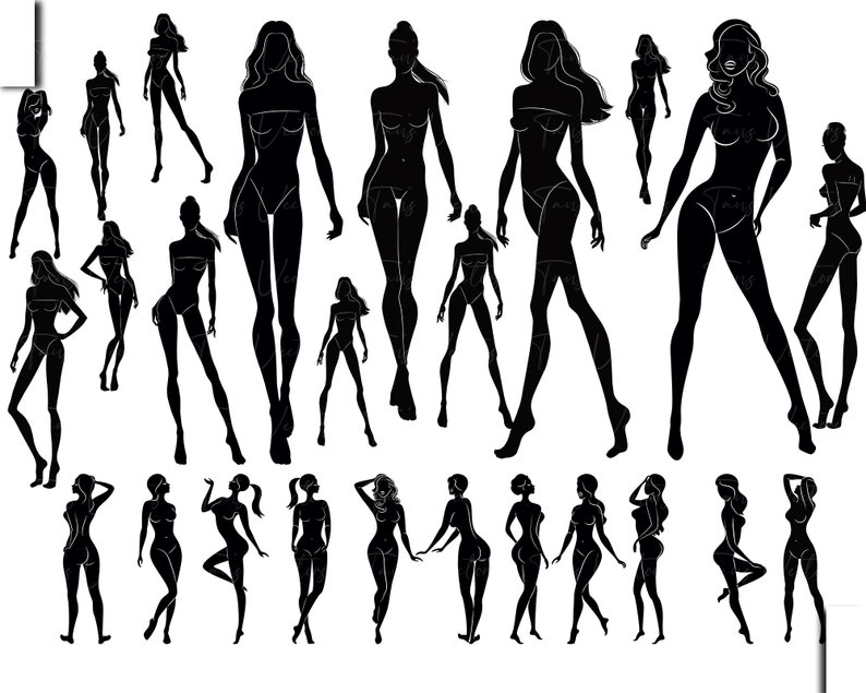 Fashion Models SVG Woman Silhouette Fashion Model Svg - Etsy