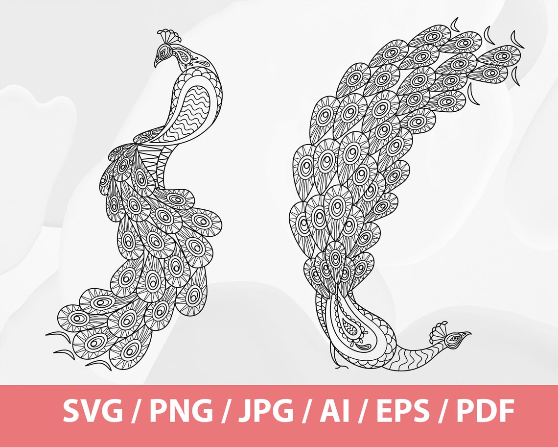 Peacocks Svg Peacock Clipart Peacock Printable Peacock - Etsy