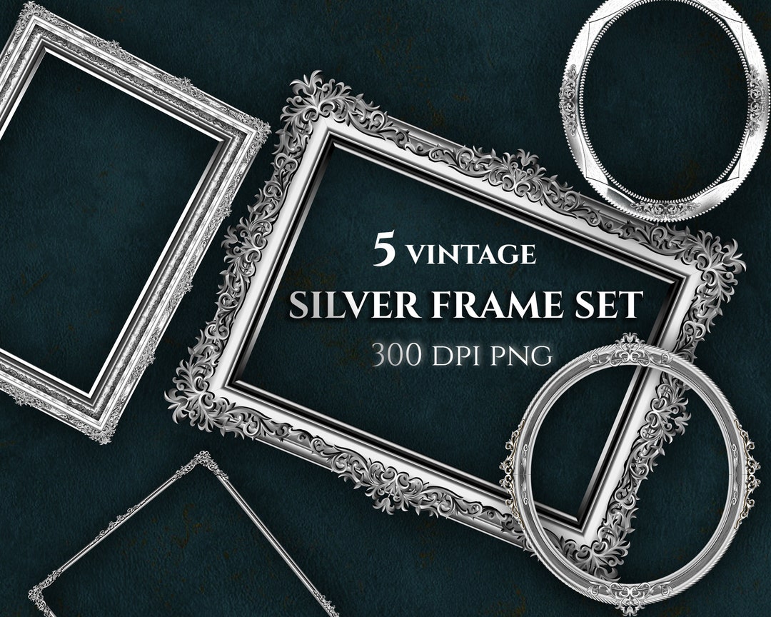 Silver Metal Frame Set - Vintage Antique Ornamental Frames Clip Art ...