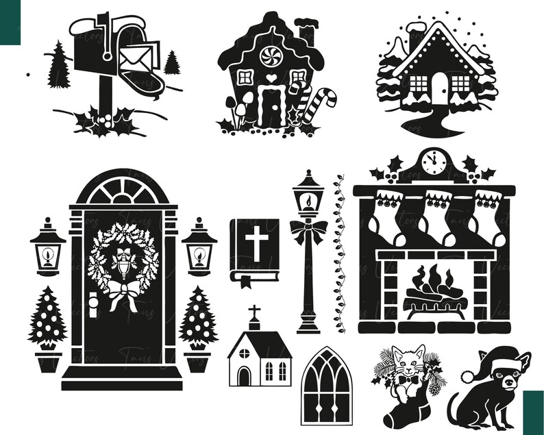 Christmas Elements SVG Christmas Symbols Christmas Clipart - Etsy