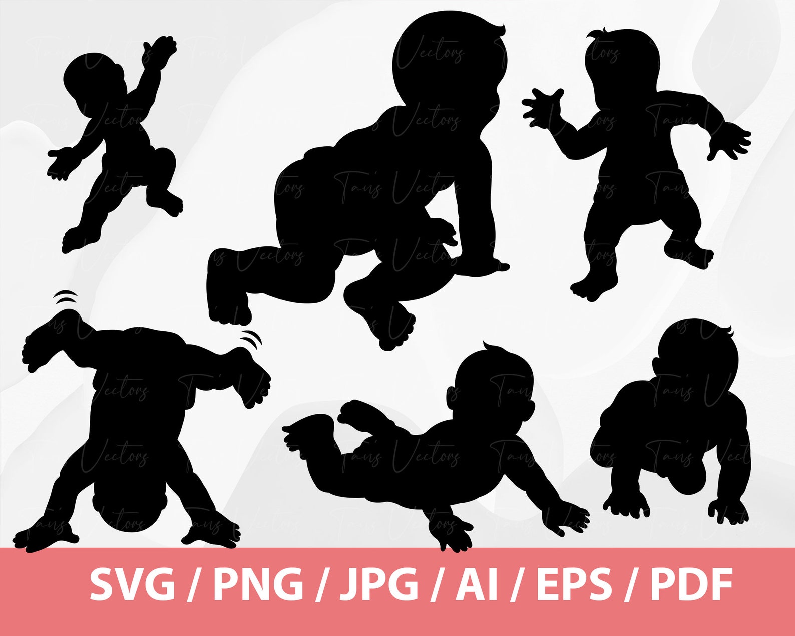 Baby Crawling SVG Baby Dancing Silhouette Baby Svg Baby - Etsy
