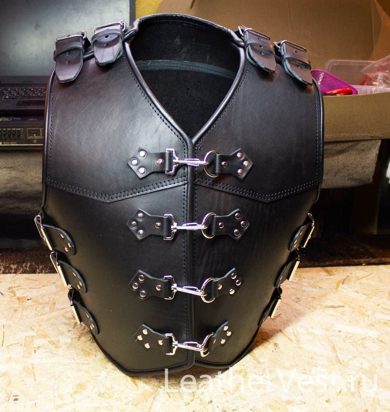 Mens Vintage Motorcycle Biker Thick Leather Vest, Biker Vest, Leather ...