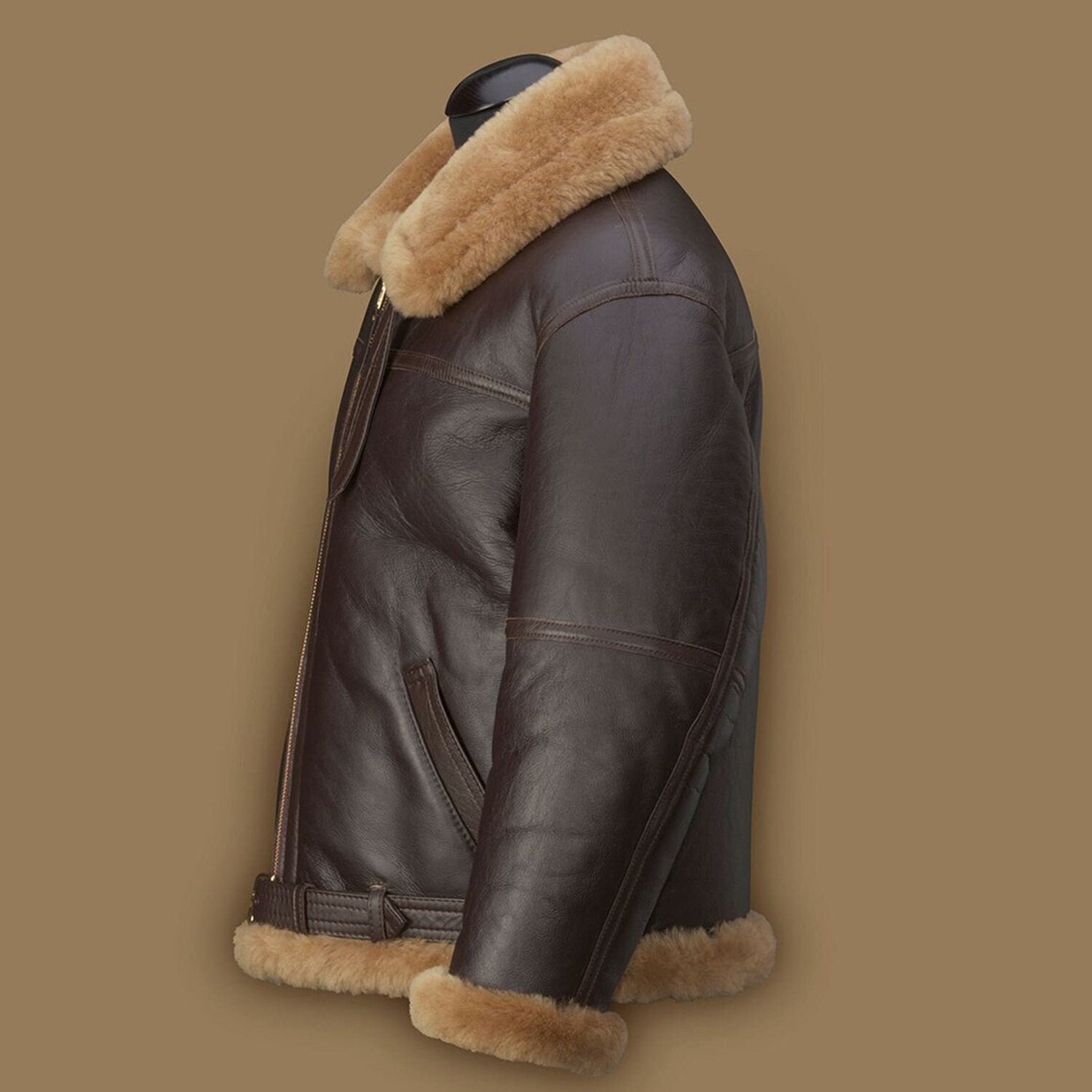 Mens B3 Aviator Sheepskin Leather Jacket With Shearling Lining, Custom ...