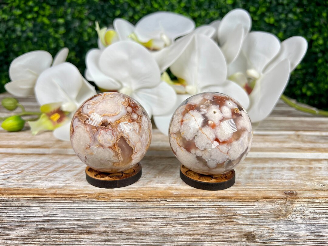 Flower Agate Spheres, YOU CHOOSE, Cherry Blossom Agate Sphere, Flower ...