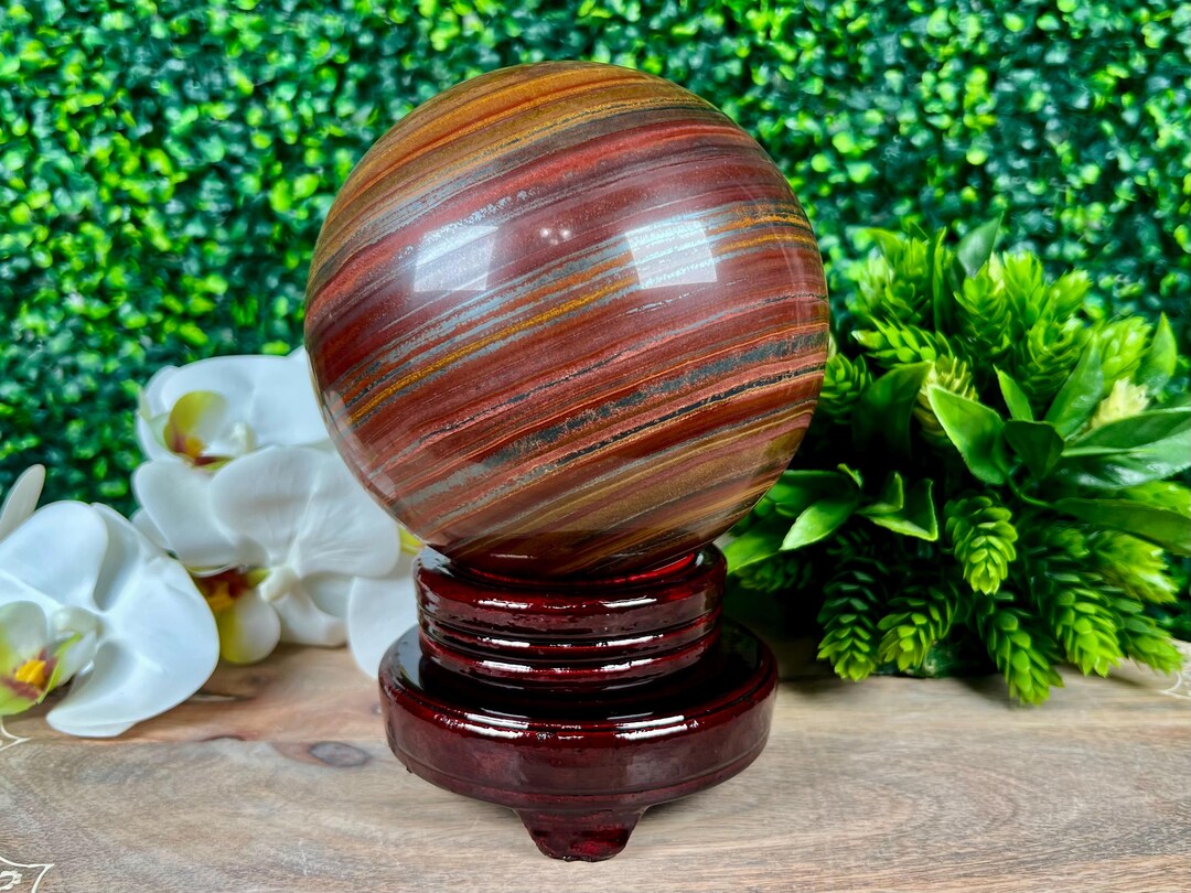 XXL Red Tiger Iron Sphere With Imperfection, Crystal Ball, Natural ...