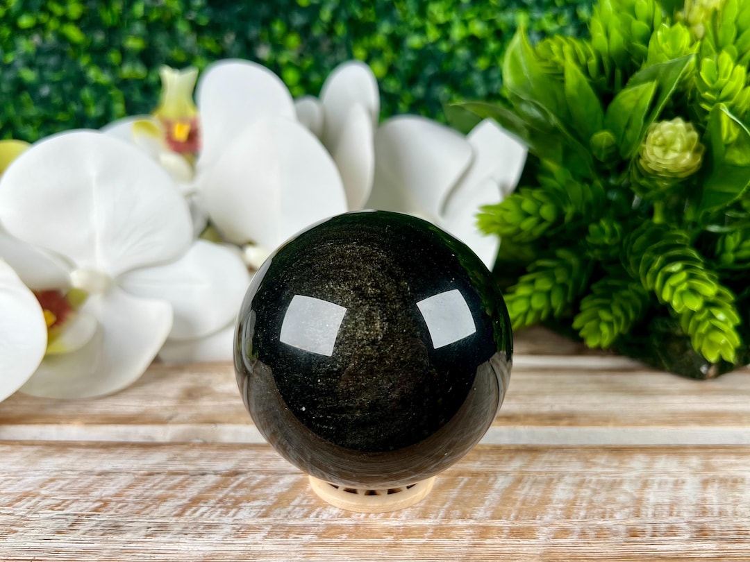 Gold Sheen Obsidian Sphere, Golden Obsidian Ball, Polished Crystals ...