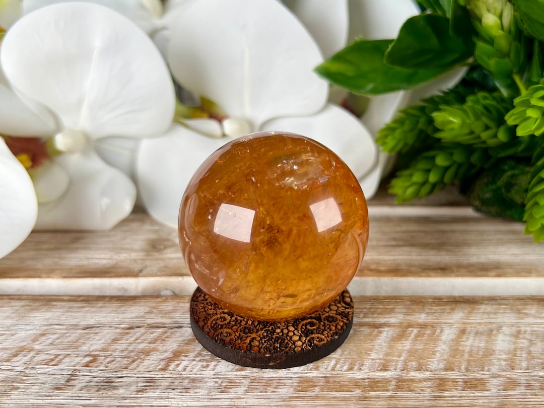 Gemmy Honey Calcite Sphere With Rainbows, Crystal Ball, Natural Mineral ...