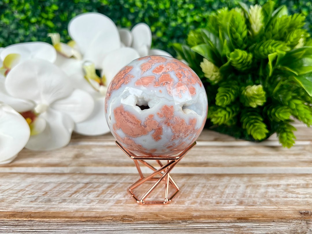 NEW FIND Pink Agate Sphere, Cotton Candy Agate, Apricot Plume Agate ...