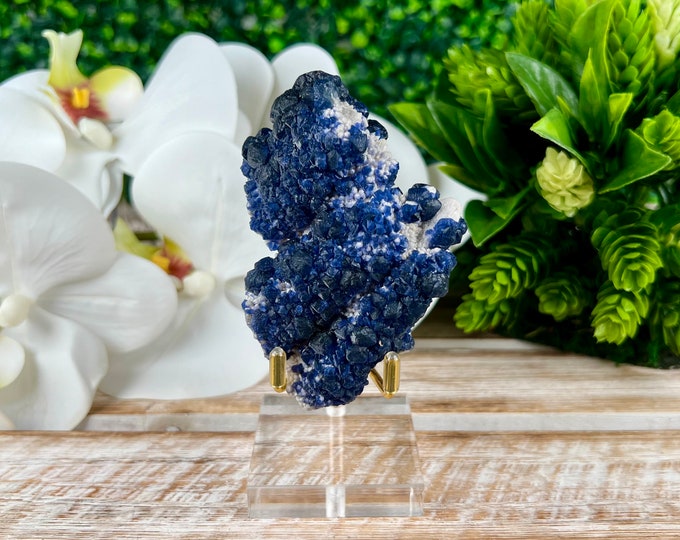 Blueberry Fluorite on Quartz, Sugary Blue Fluorite, Rare Minerals ...