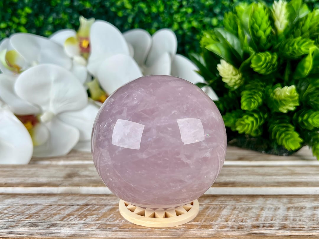 Periwinkle Lavender Rose Quartz Sphere, Crystal Ball, Natural Minerals ...
