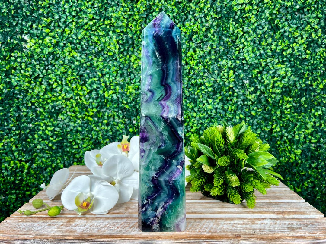 Colorful Rainbow Fluorite Tower, Rainbow Fluorite Obelisk, Crystal ...