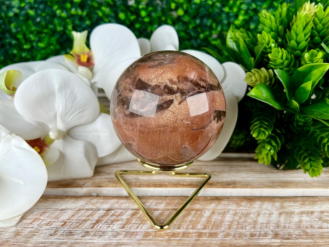 Rare Arusha Sunstone Sphere With Aventurescence and Smokey Quartz From ...