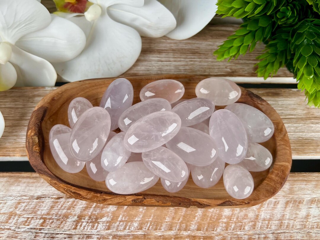 Periwinkle Lavender Rose Quartz Tumbles, Crystal Pocket Stones, Natural ...
