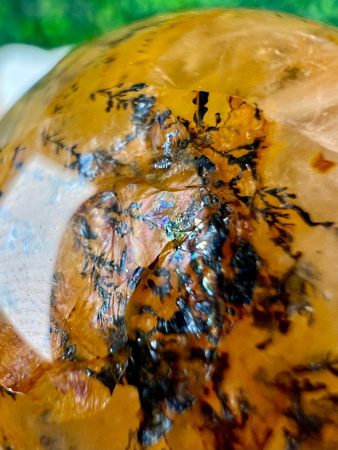 Dendritic Agate Mini Sphere, Hematite Sphere, Crystal Ball, Home Decor ...