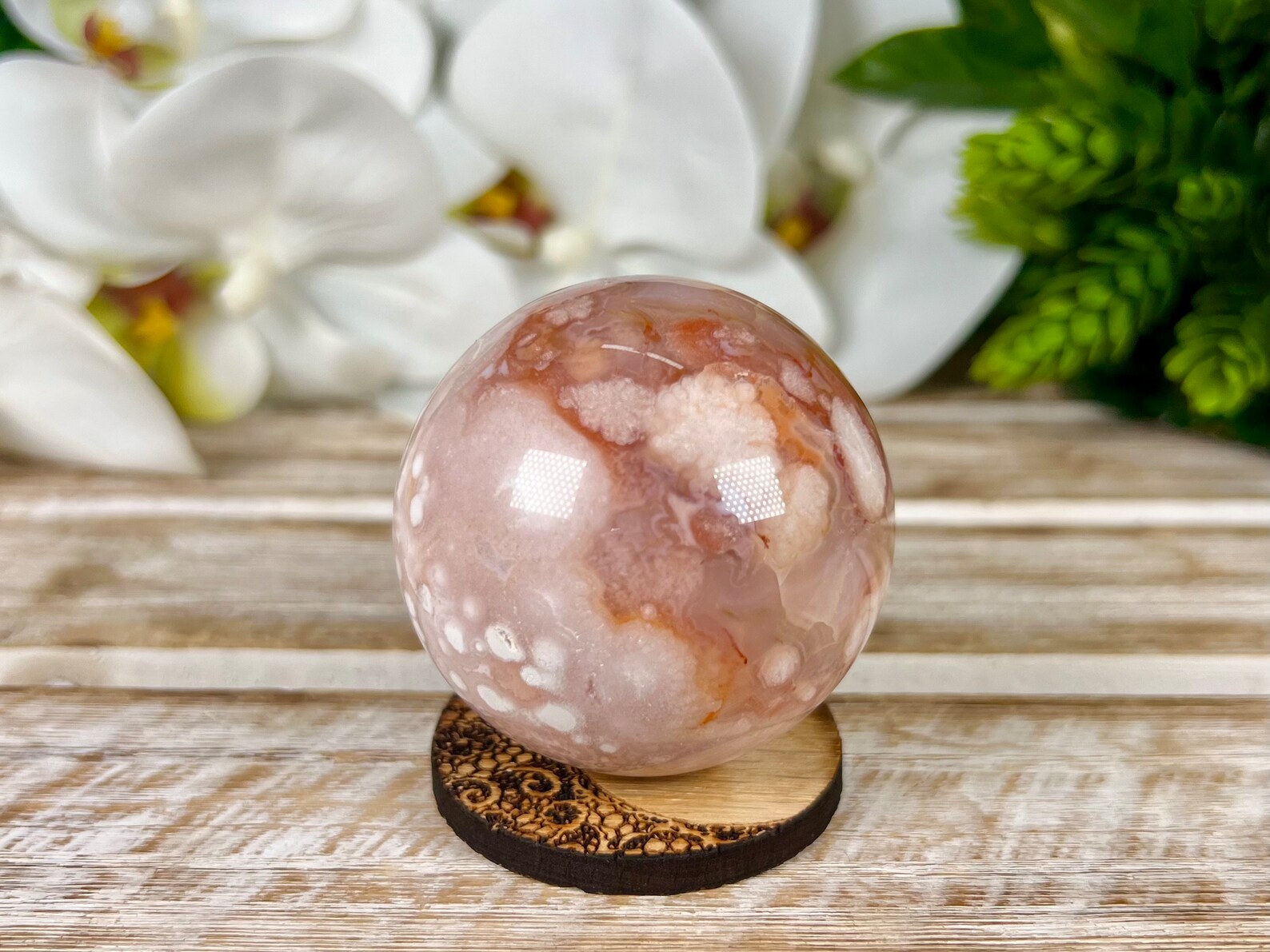 Carnelian Flower Agate Sphere, Polished Crystals, Natural Minerals ...