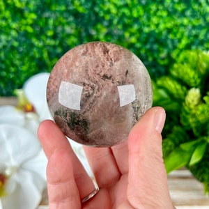 Pink and Green Garden Quartz Sphere With Nice Clarity and Rainbows ...