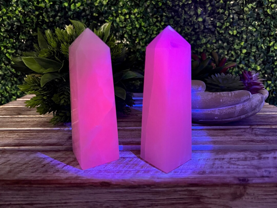 Mangano Calcite Towers, UV Reactive Pink Mangano Calcite, Pink Calcite ...