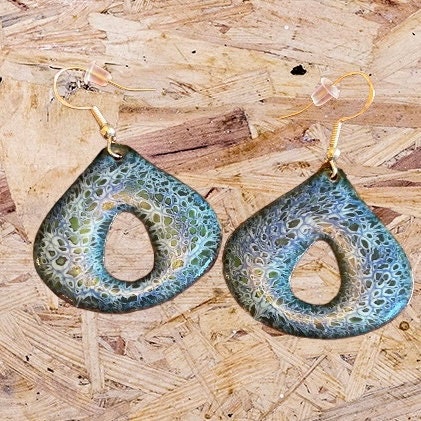 Variegated Blue Speckled Wide Teardrop With Cutout Sterling - Etsy