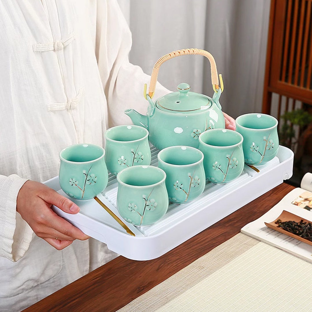 Ceramic Tea Set Simple Plum Blossom Tea Set Convenient - Etsy