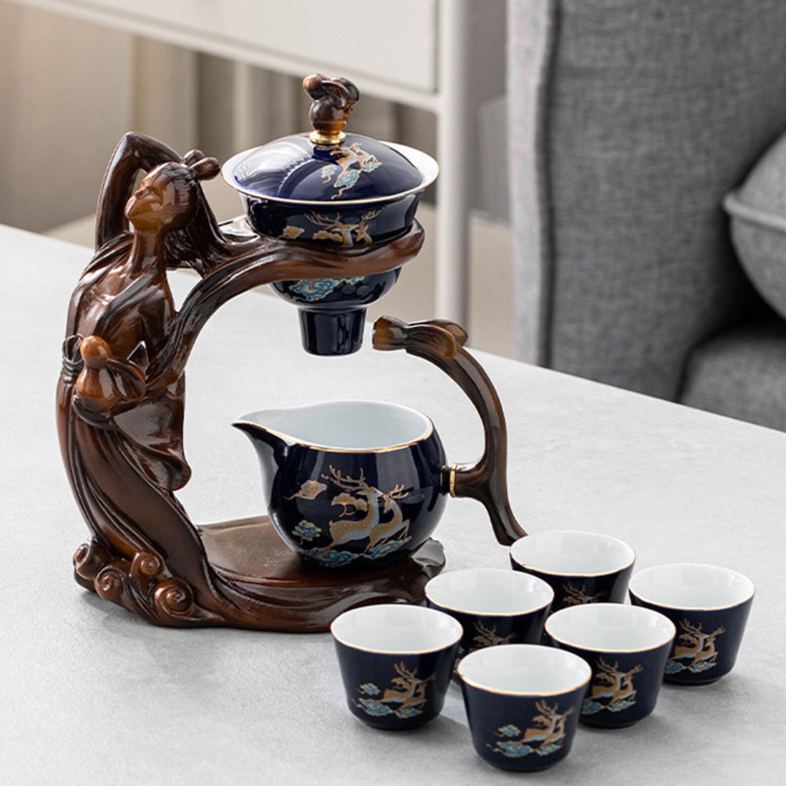 Automatic Tea Set With Relief Chang'e Flying to the Moon Lazy Tea ...
