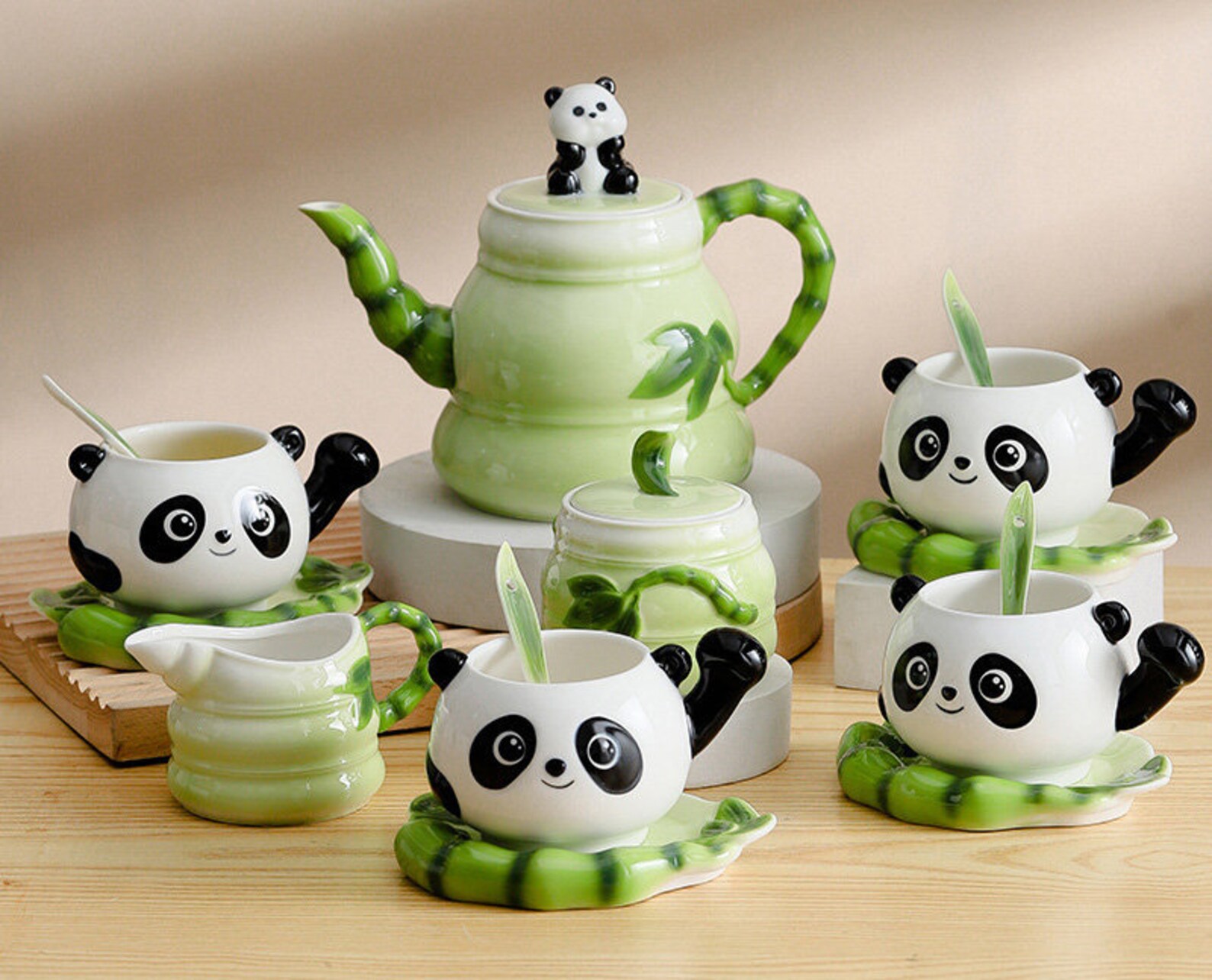 Chinese Style Panda Tea Sethand-painted Enamel Ceramic Coffee - Etsy